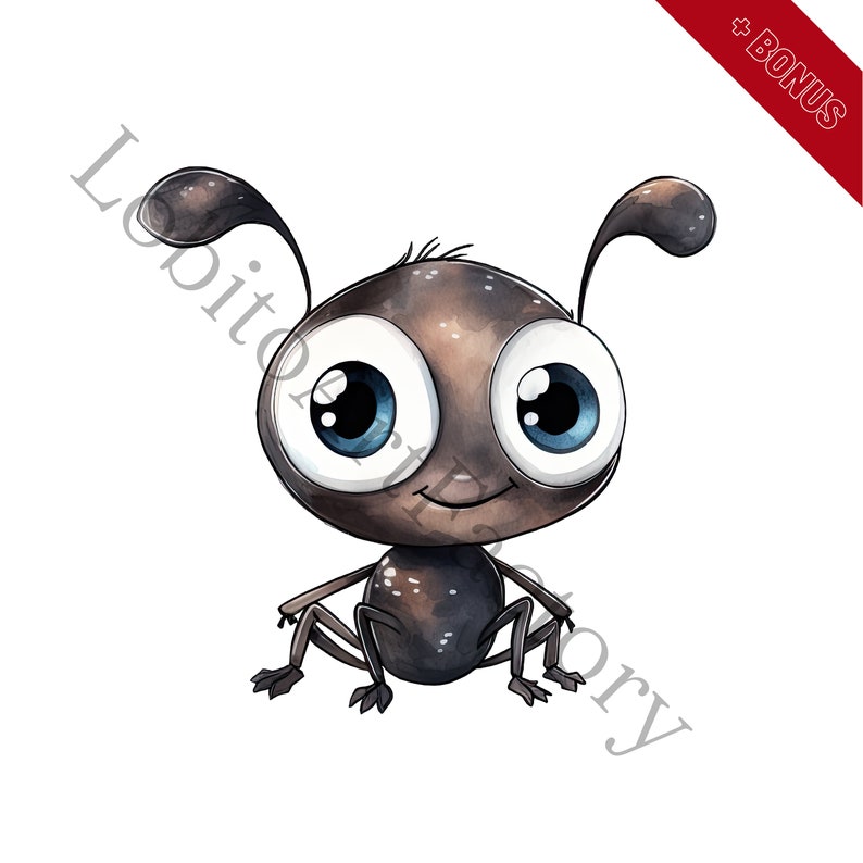 Watercolor Baby Ant Cliparts Bundle, PNG, 55 Illustrations, Baby Ants ...