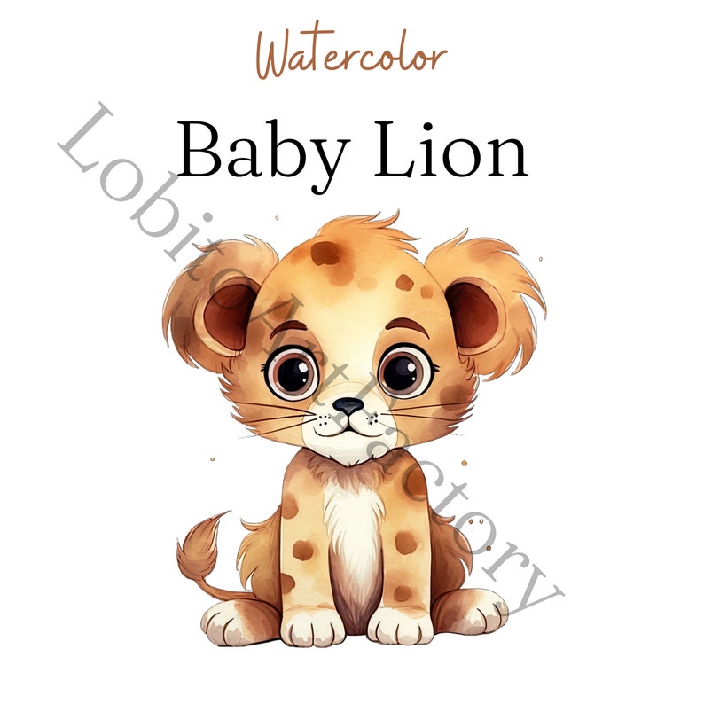 Watercolor Baby Lion Cliparts Bundle PNG 38 Illustrations - Etsy