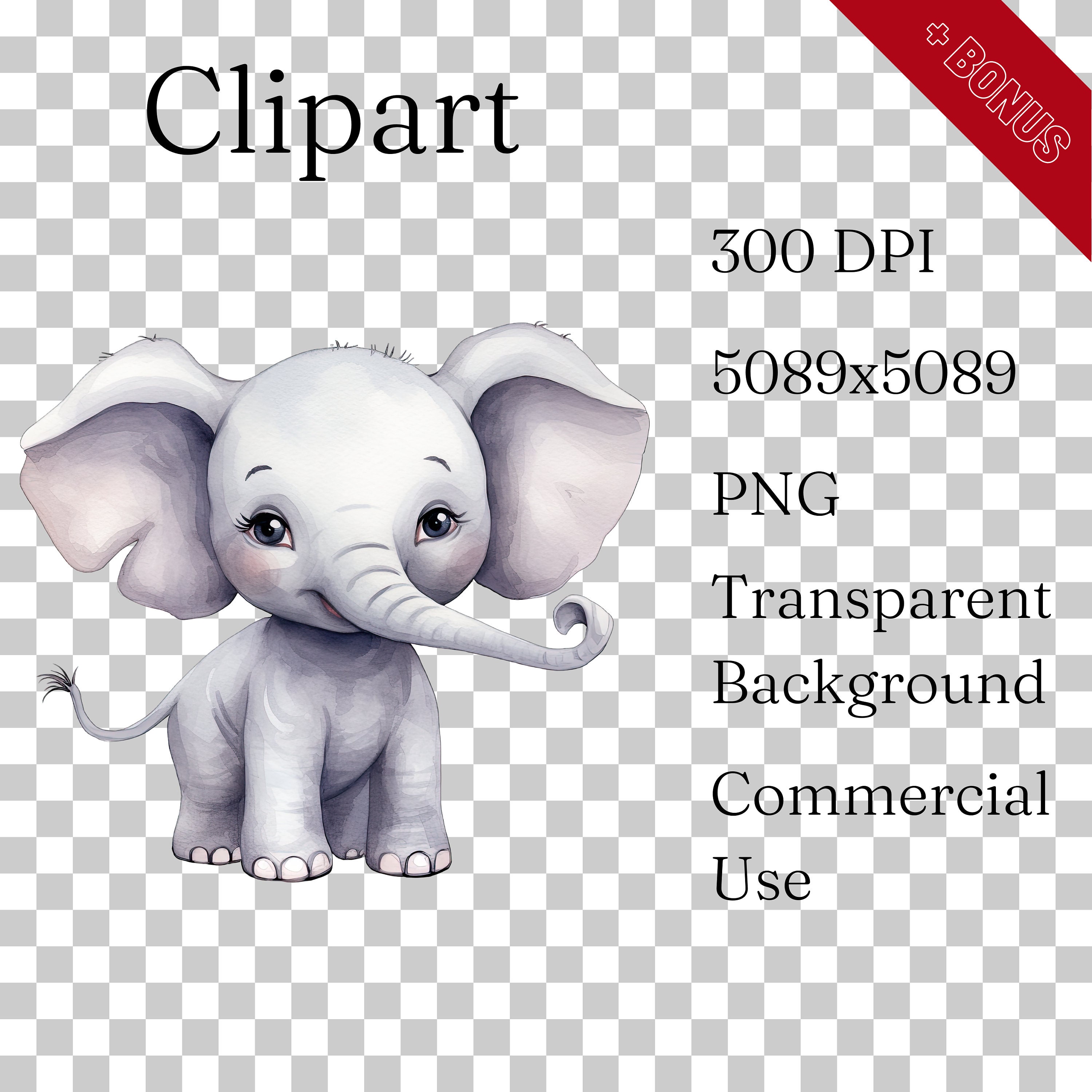 Watercolor Baby Elephant Cliparts Bundle, PNG, 37 Illustrations ...