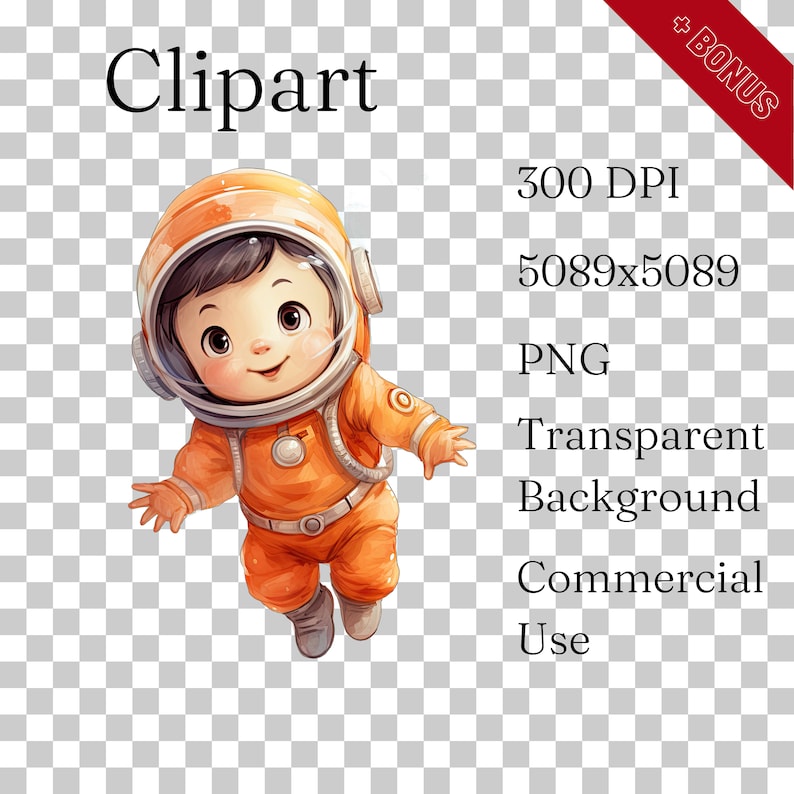 Watercolor Young Astronaut Cliparts Bundle, PNG, 47 Illustrations ...