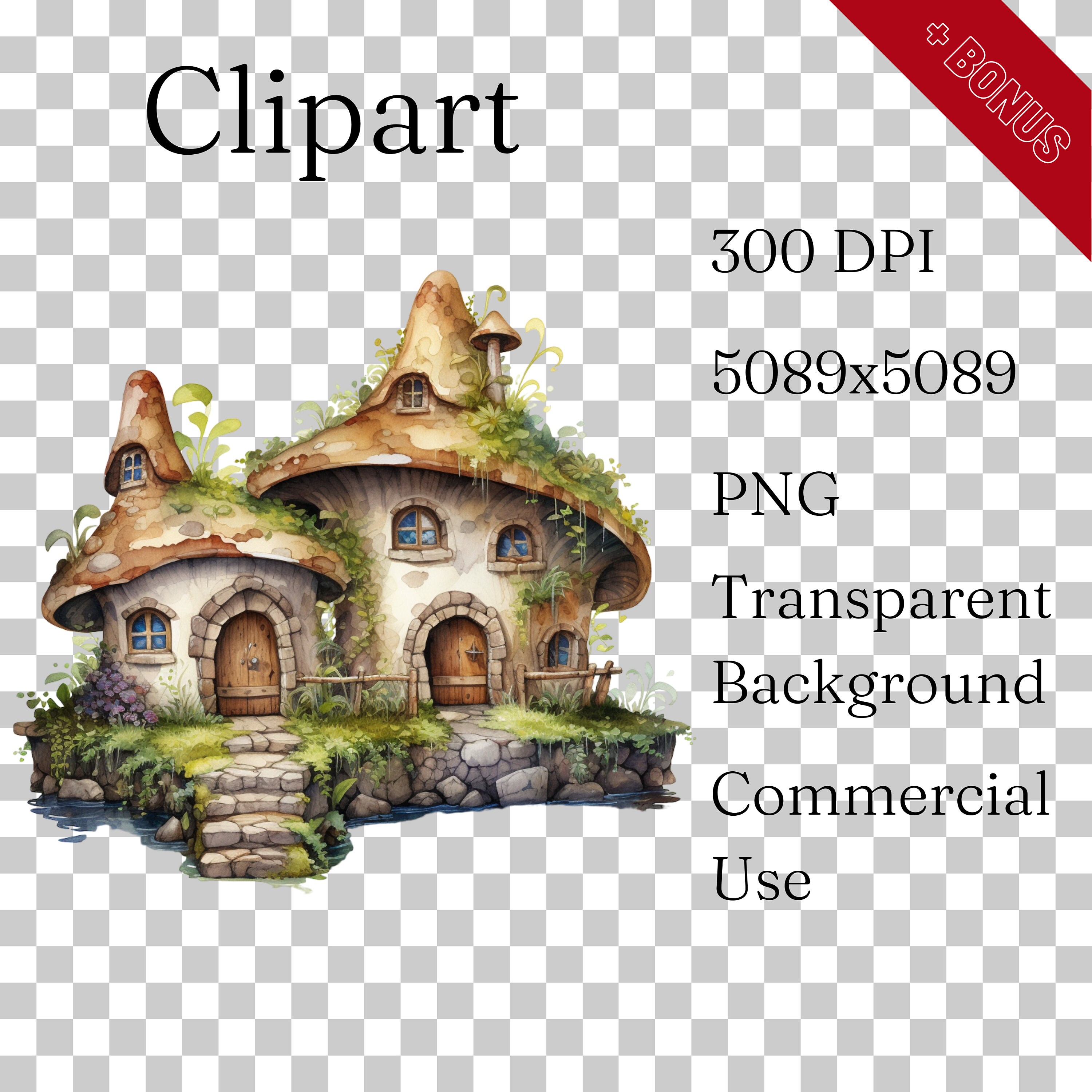 Watercolor Fairy House Cliparts Bundle, PNG, 43 Illustrations, Fairy ...