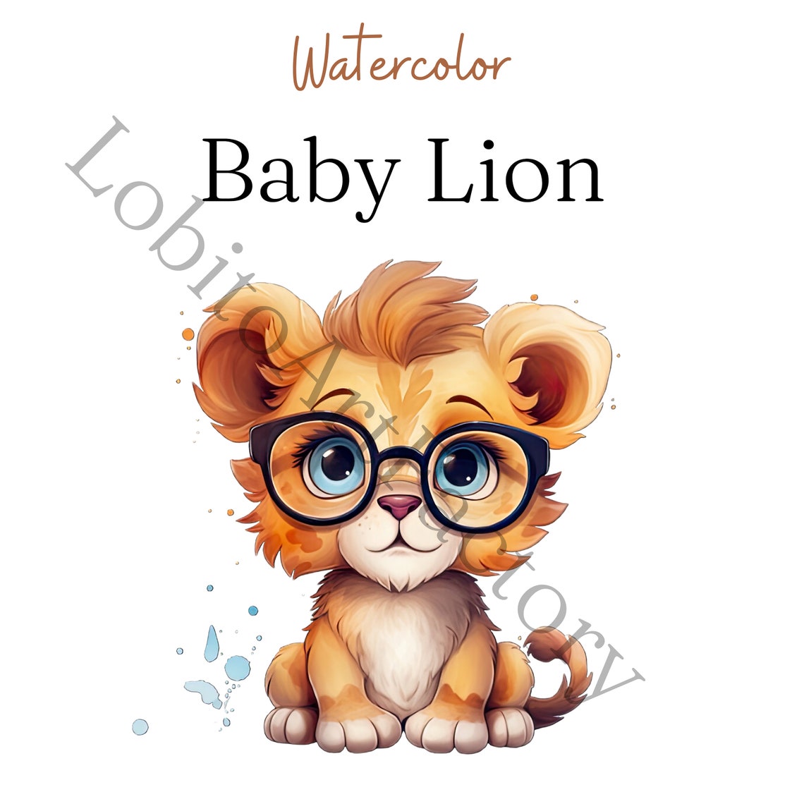 Watercolor Baby Lion Cliparts Bundle PNG 38 Illustrations - Etsy