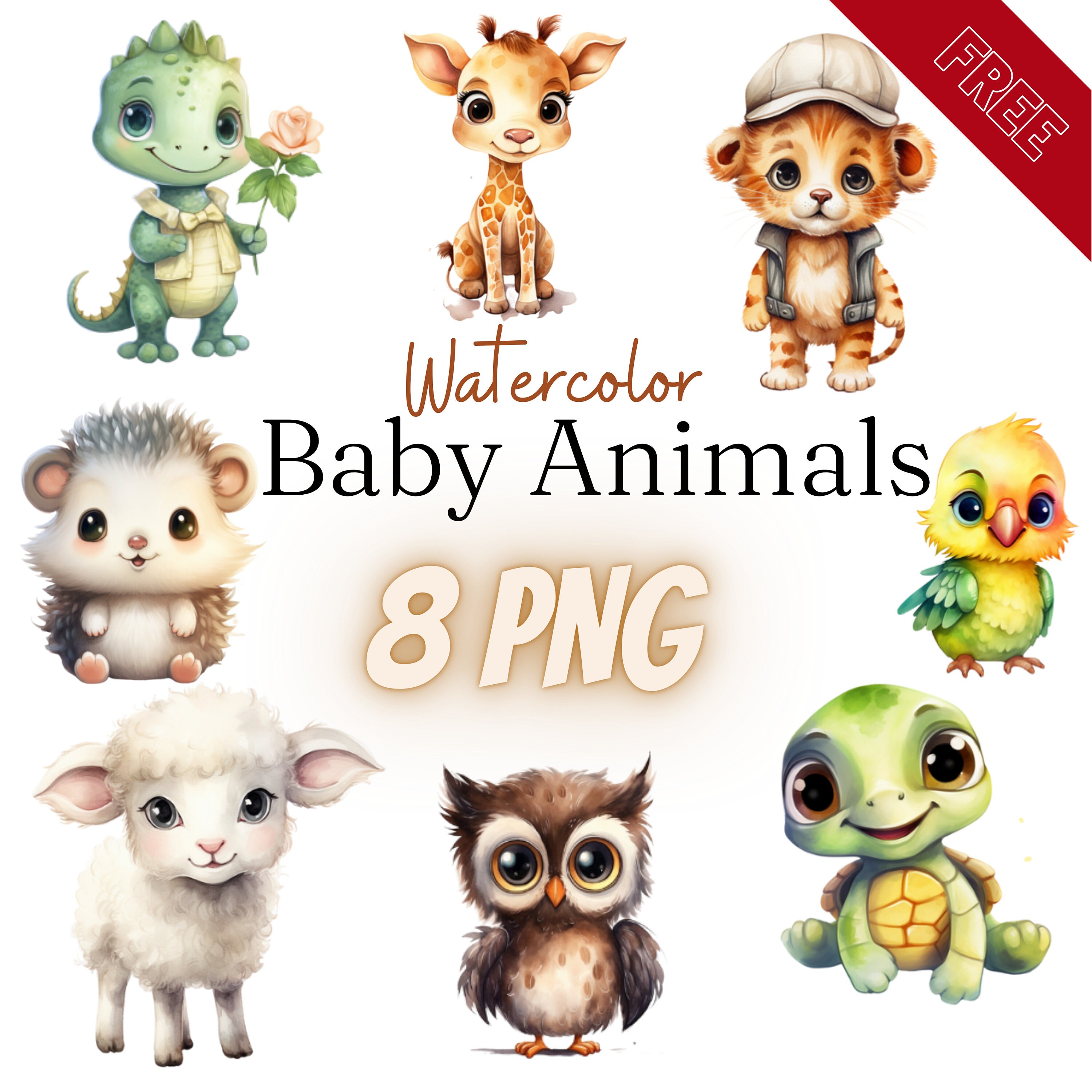 Watercolor Baby Giraffe Cliparts Bundle, PNG, 16 Illustrations ...