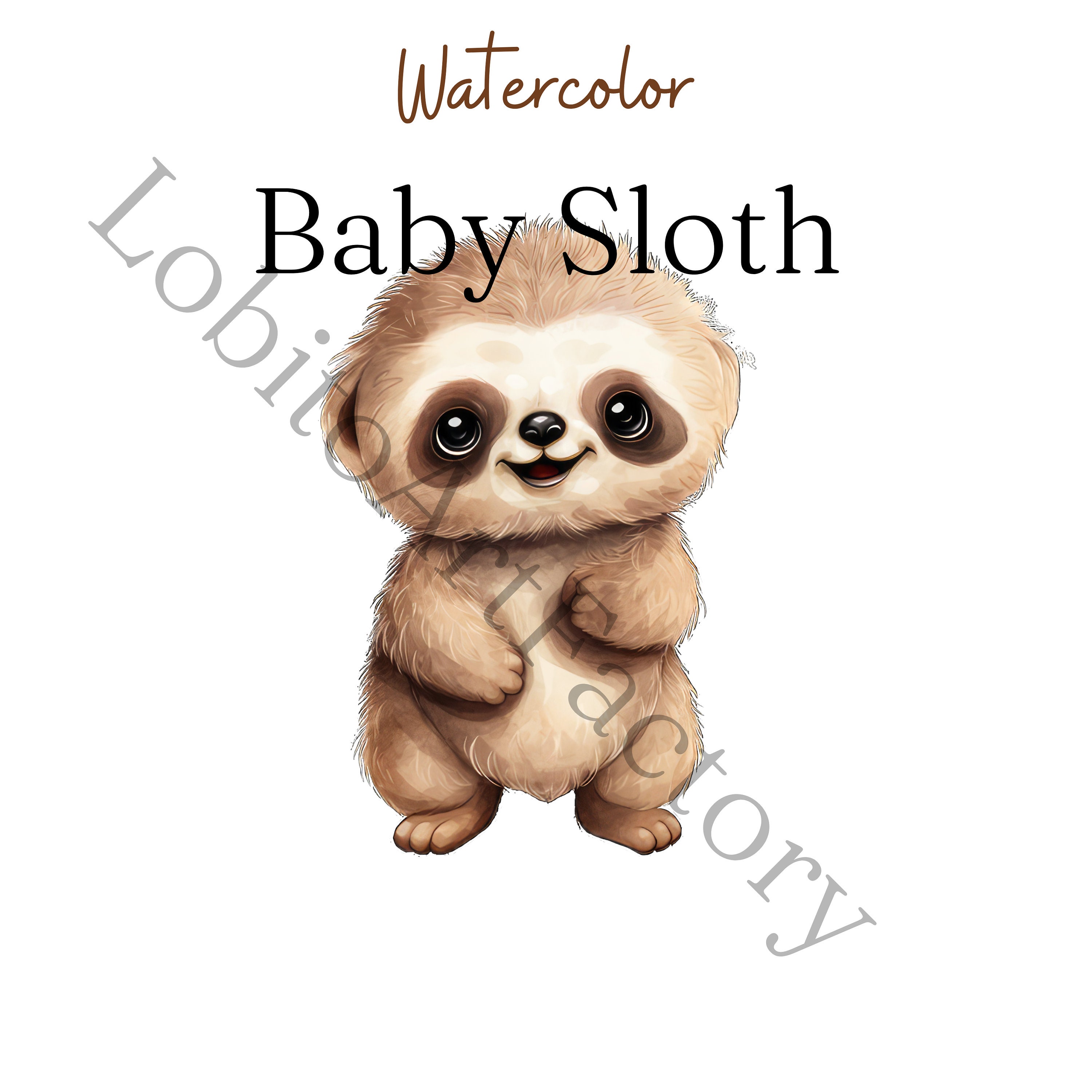Watercolor Baby Sloth Cliparts Bundle, PNG, 39 Illustrations, Baby ...