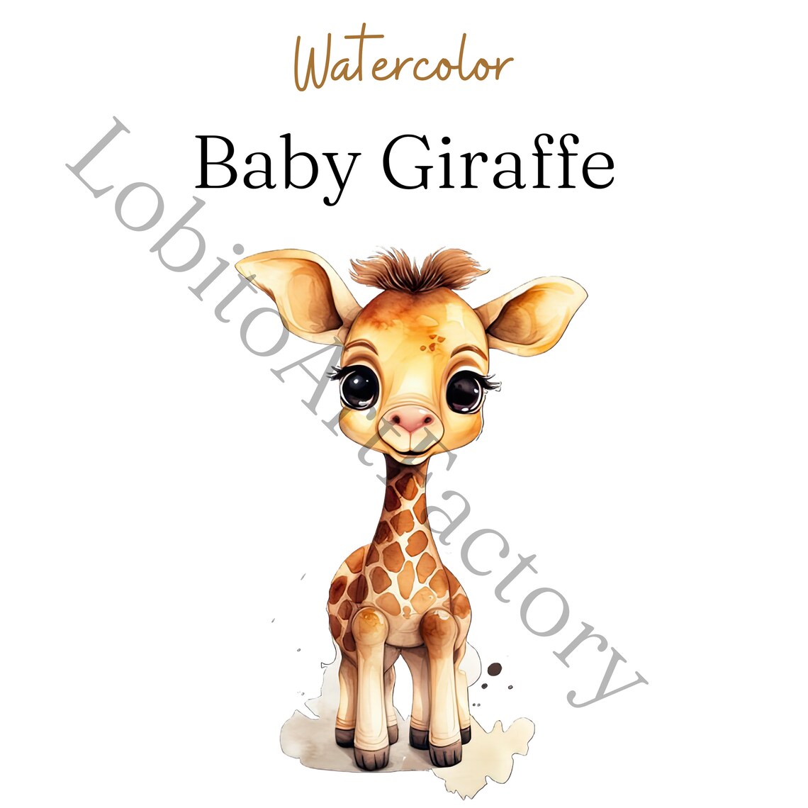 Watercolor Baby Giraffe Cliparts Bundle, PNG, 16 Illustrations ...