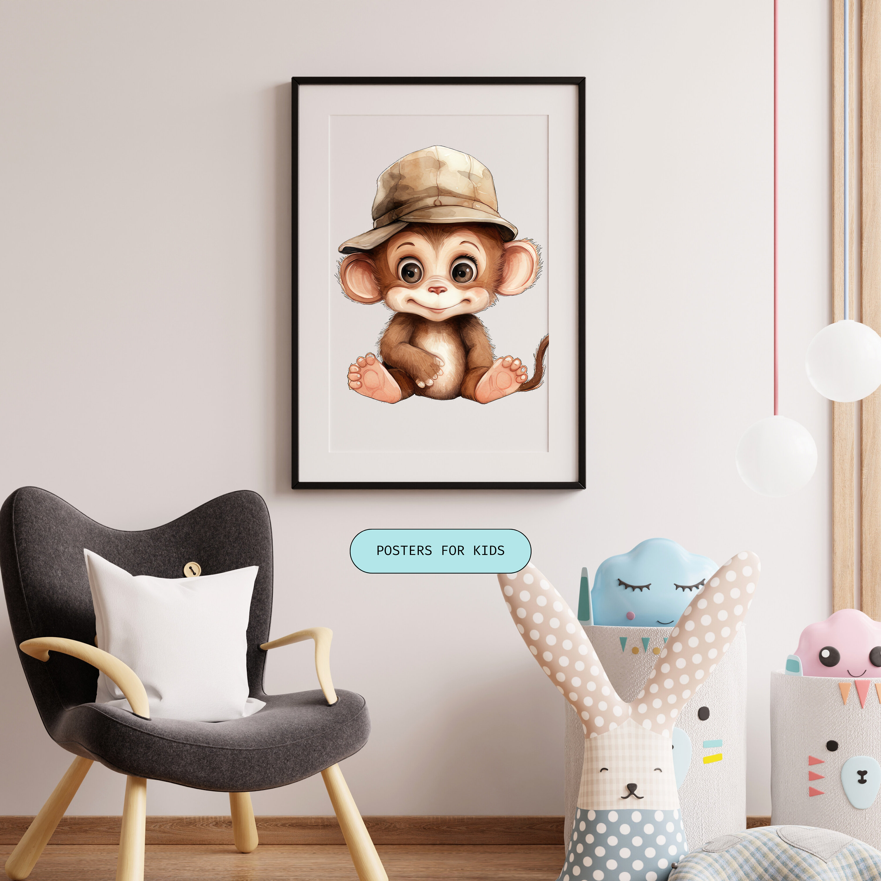 Watercolor Baby Monkey Cliparts Bundle, PNG, 37 Illustrations, Baby ...