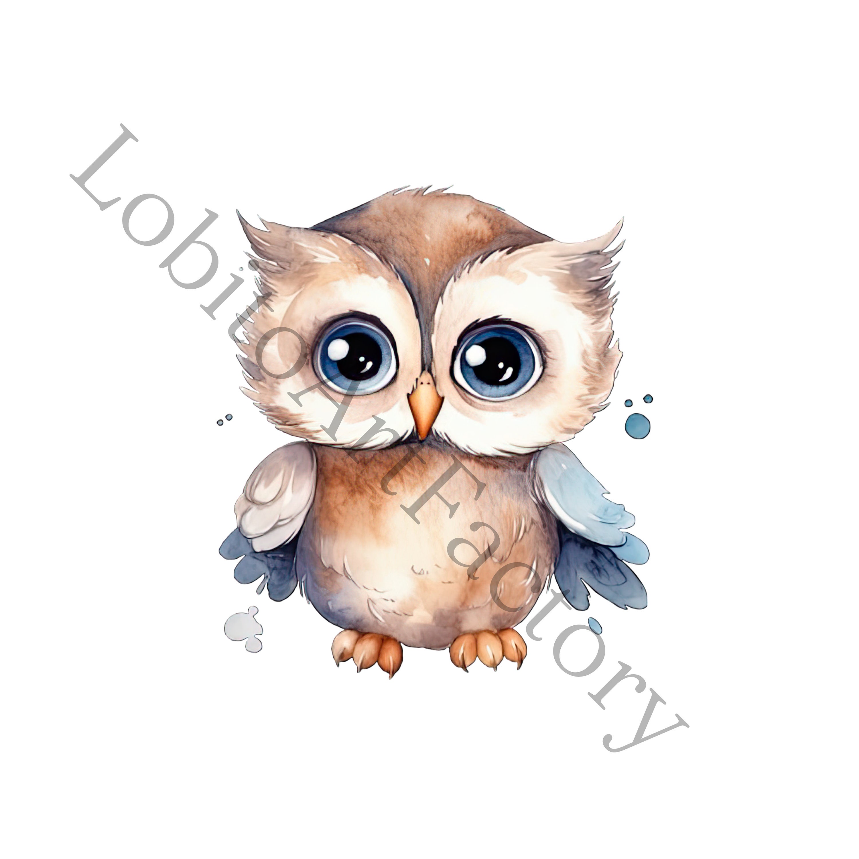Watercolor Baby Owl Cliparts, PNG, 37 Illustrations, Cute Owls, Little ...