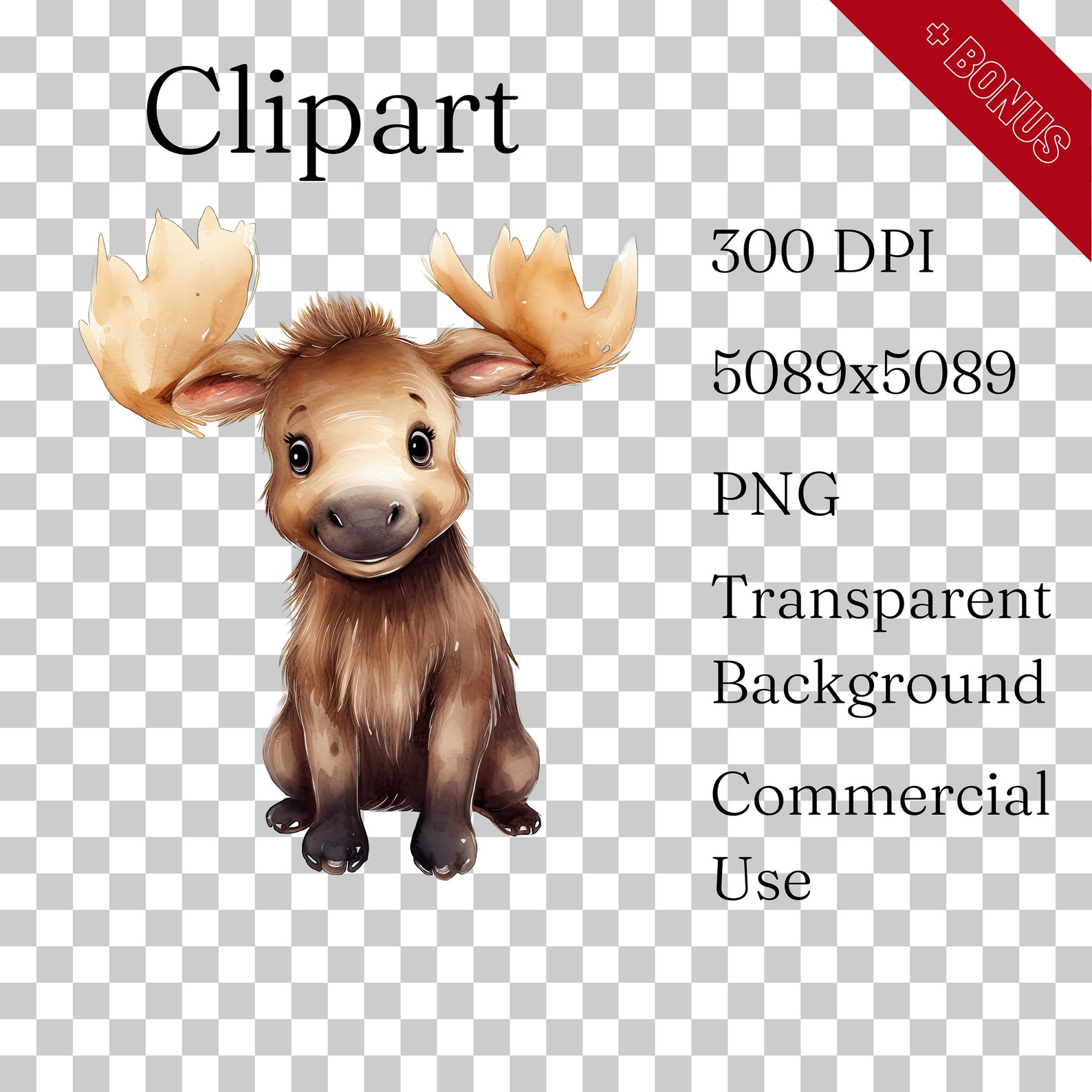 Watercolor Baby Moose Cliparts Bundle, PNG, 25 Illustrations, Baby ...