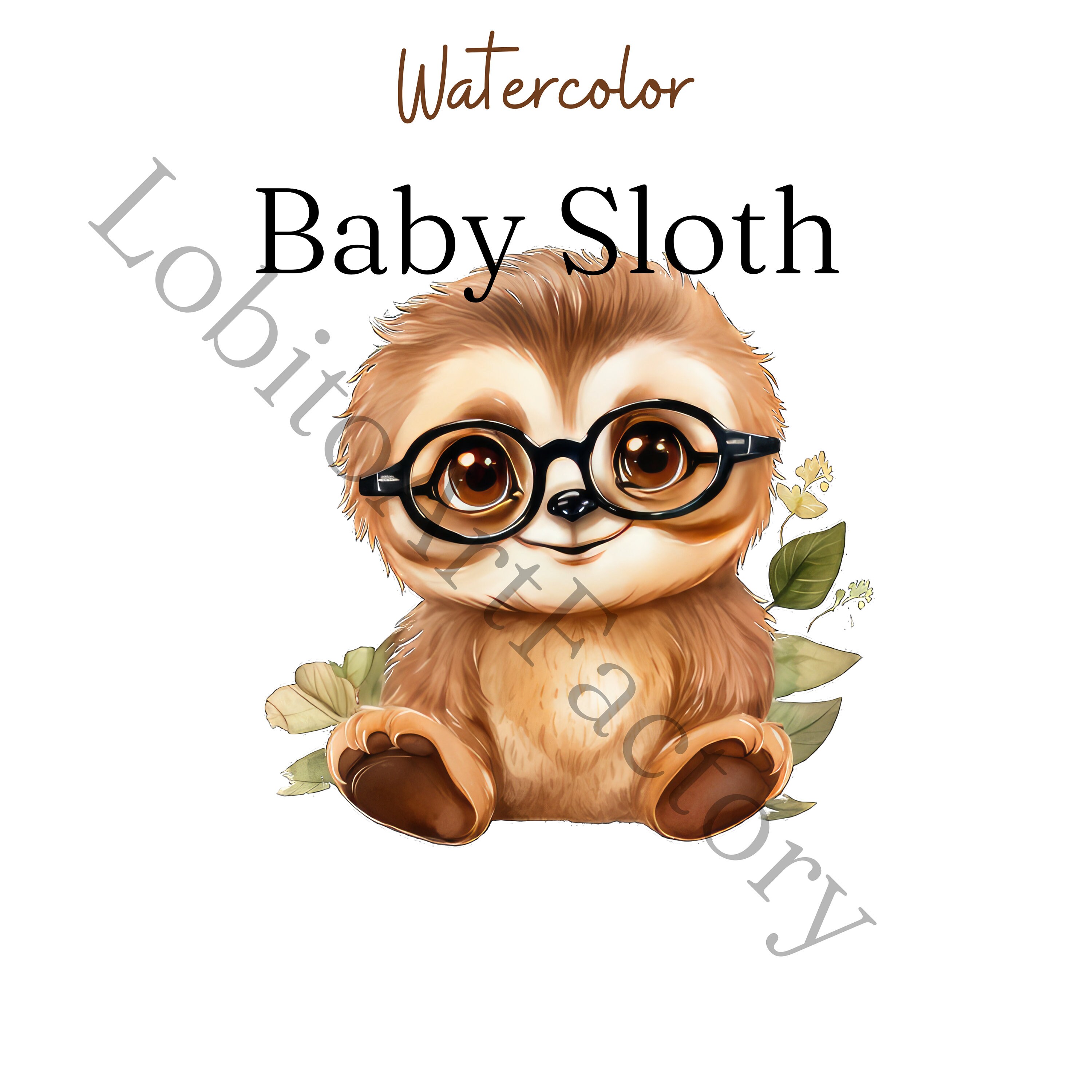 Watercolor Baby Sloth Cliparts Bundle, PNG, 39 Illustrations, Baby ...