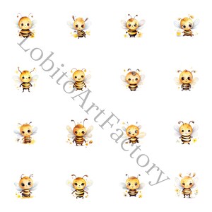Watercolor Baby Honey Bee Cliparts, Cute Little Bees, PNG, 62 ...