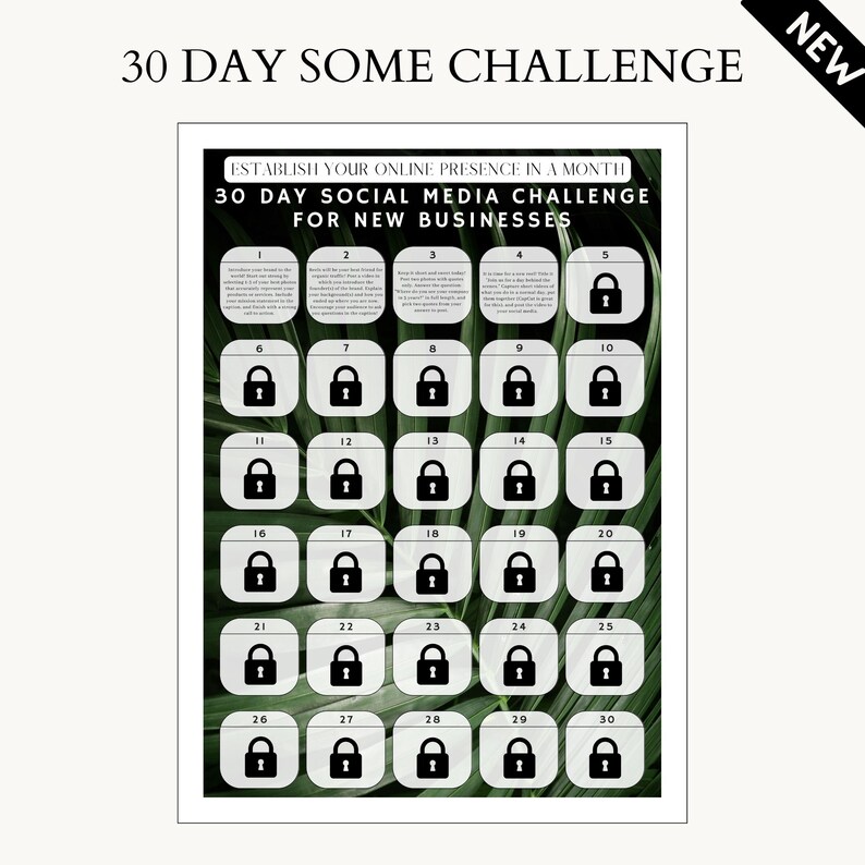 30 Day Social Media Challenge Poster - Etsy