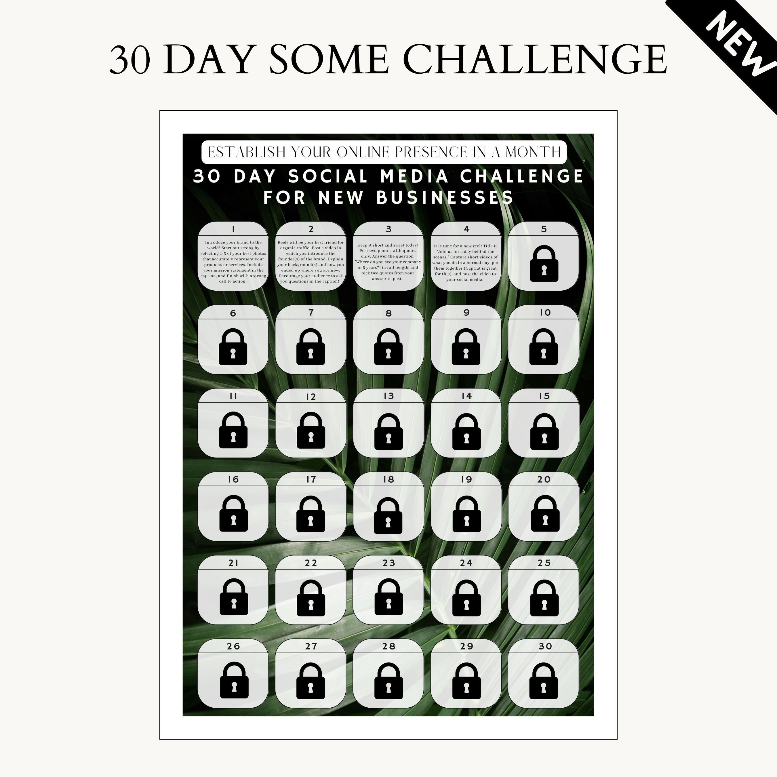 30 Day Social Media Challenge Poster - Etsy
