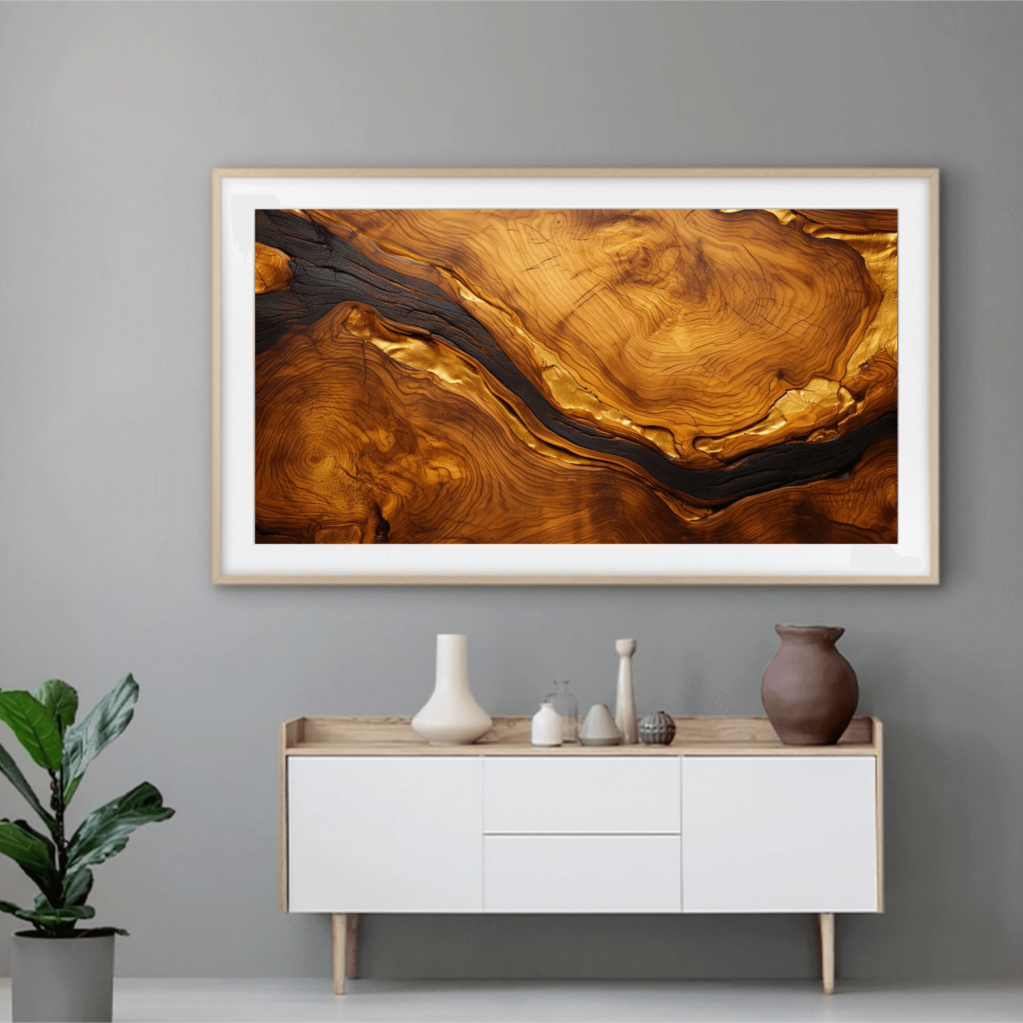 Samsung Frame TV Art Wood Gold Wall Decor Samsung Art TV - Etsy
