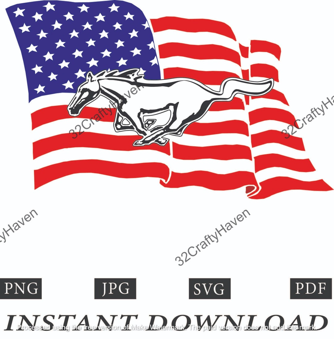 American Flag Mustang Logo / Instant Download / Print Cut Template ...