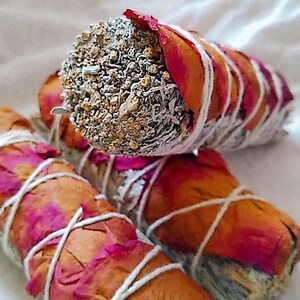 Sage and Rose Incense Sticks- Blue Sage, Rose Petals, Smoke Cleansing, Pagan, Wiccan, Smudge ...