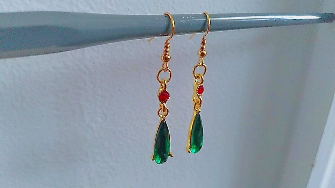 Howl's Moving Castle Earrings - Studio Ghibli Gold Green Red Dangle ...