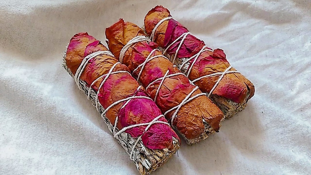 Sage and Rose Incense Sticks- Blue Sage, Rose Petals, Smoke Cleansing, Pagan, Wiccan, Smudge ...