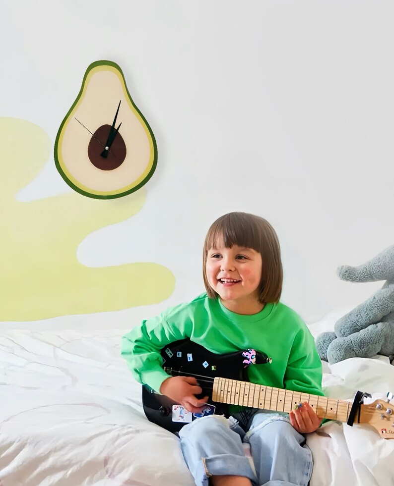 Avocado Time-pop Art Inspired Acrylic Wall Clock Perfect for Nurseries ...