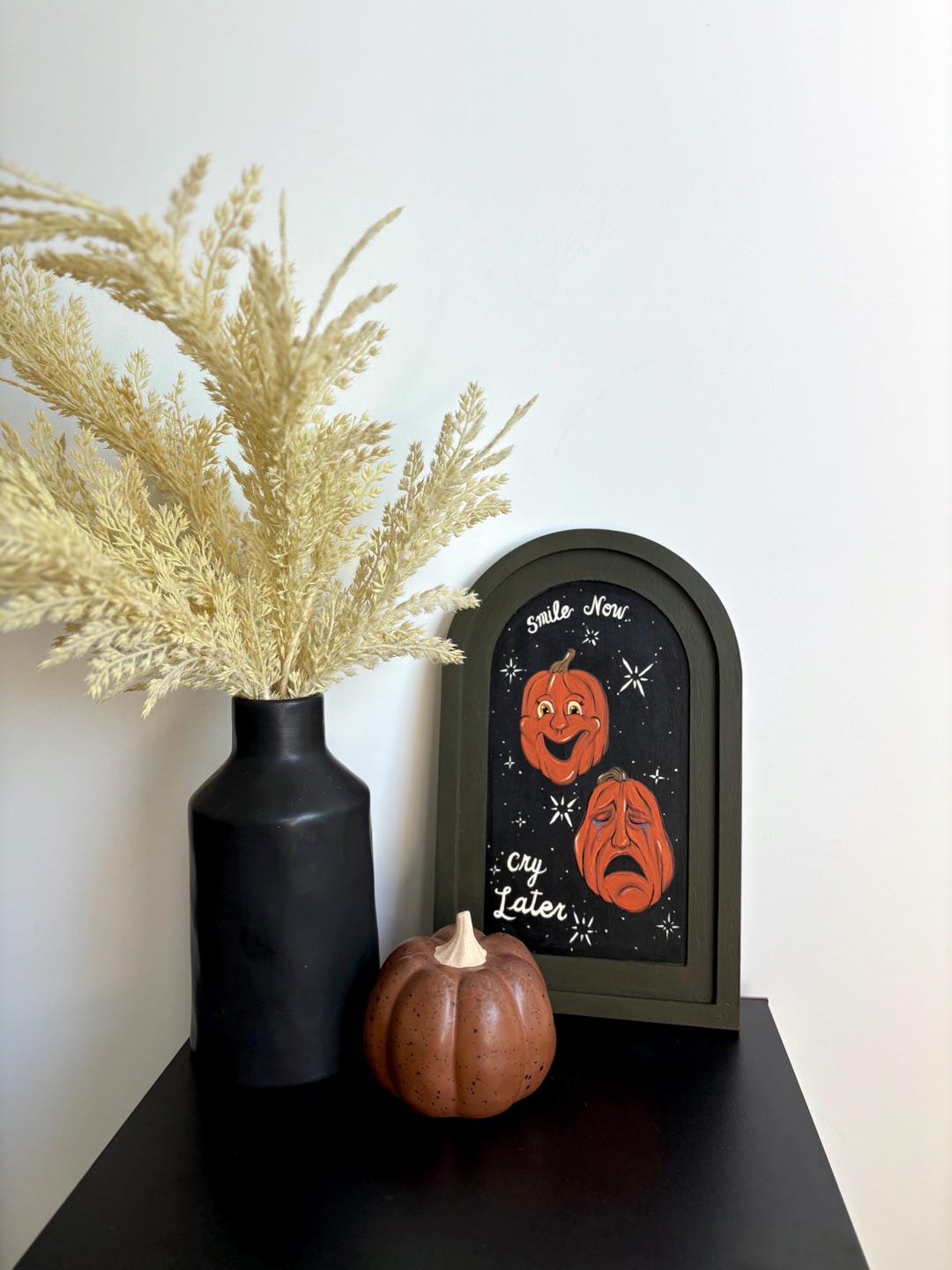 Smile Now Cry Later Pumpkin Painting: Green Arch Halloween Decor - Etsy