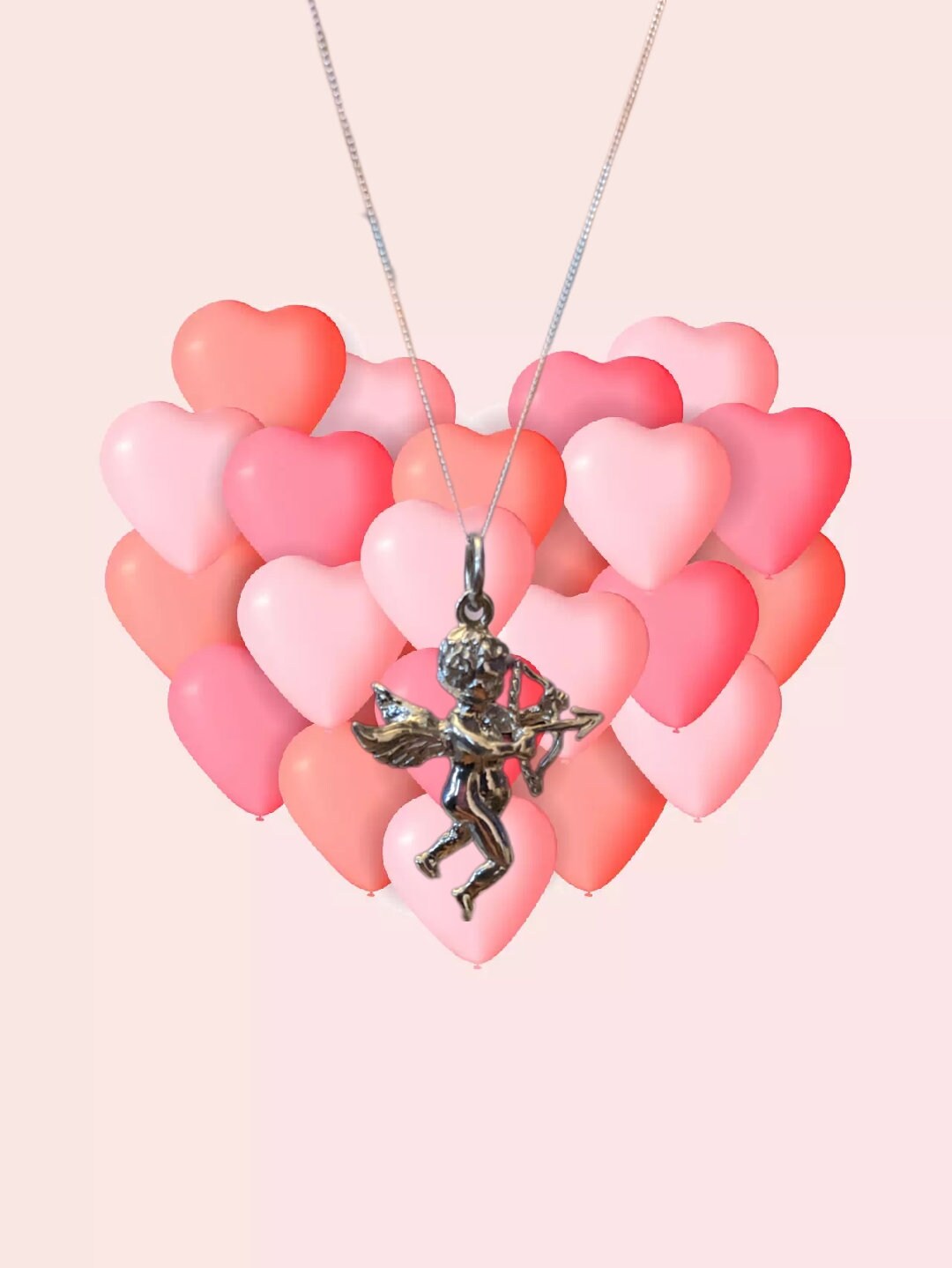 Silver Cupid and Chain - Etsy