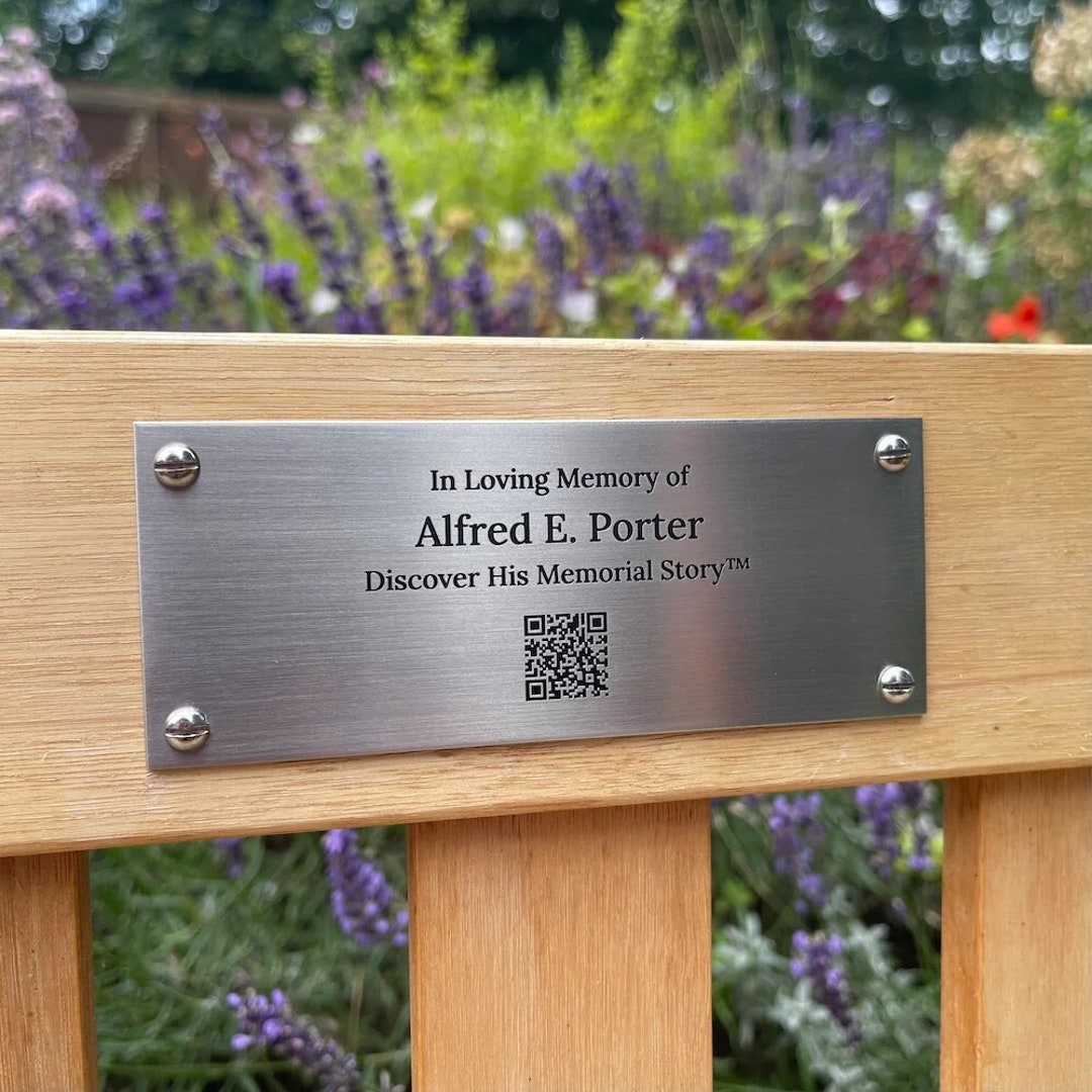 QR Code Memorial Bench Plaque: Stainless Steel 1 Remembrance - Etsy UK
