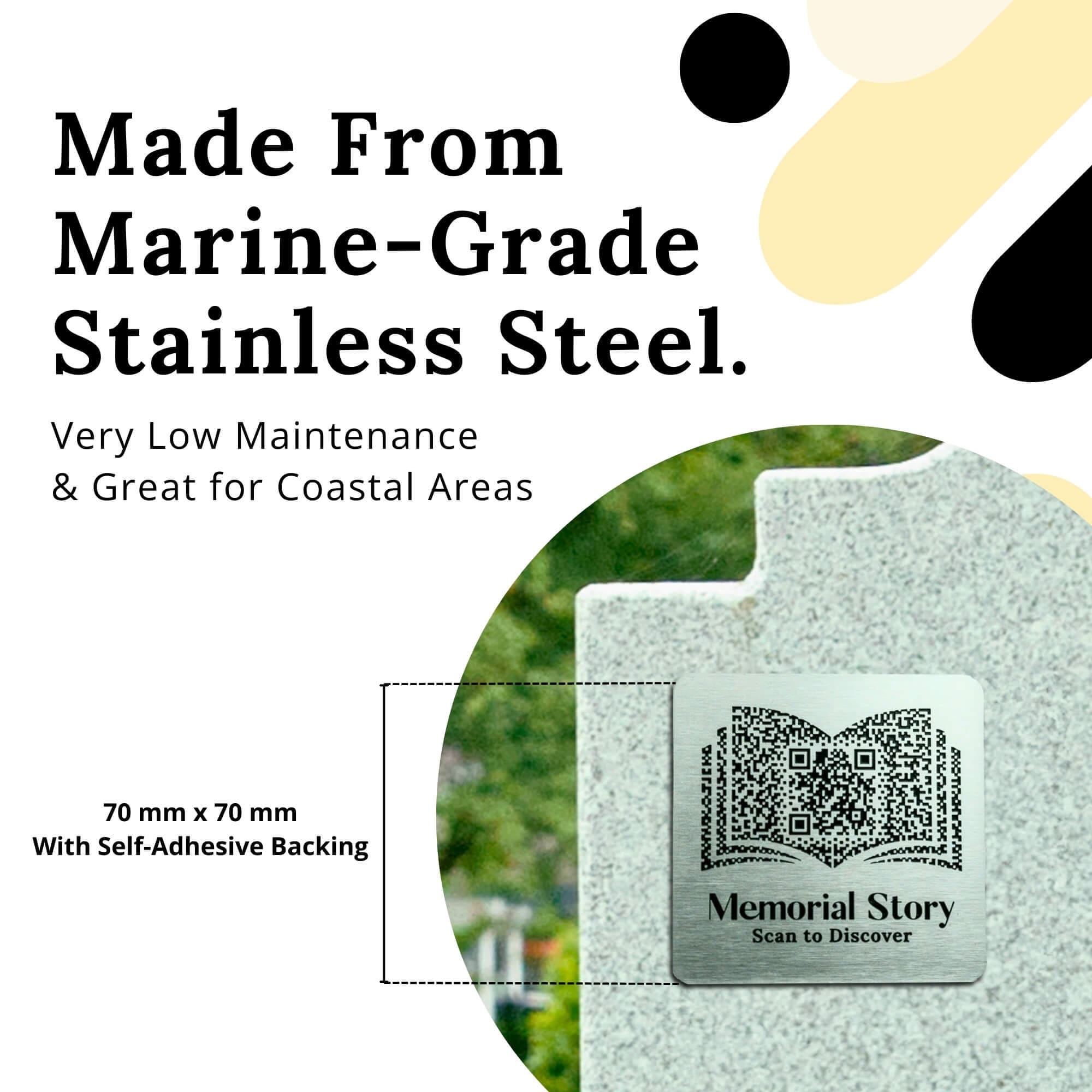 Steel QR Code Memorial Plaque & Memorial Story Page: Square 70 - Etsy
