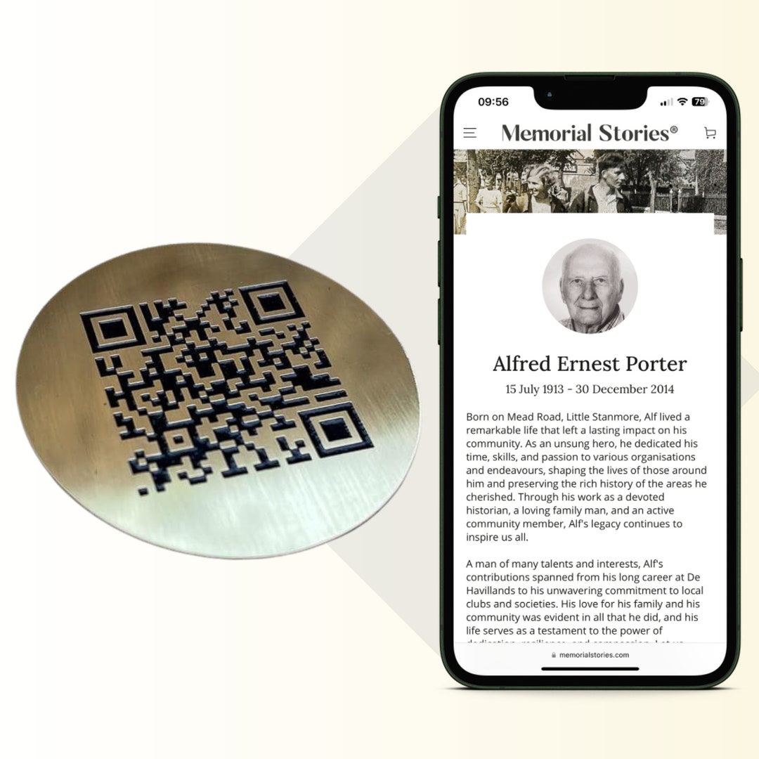 QR Code Memorial Plaque: Brass Circle 50 Mm Diameter - Etsy