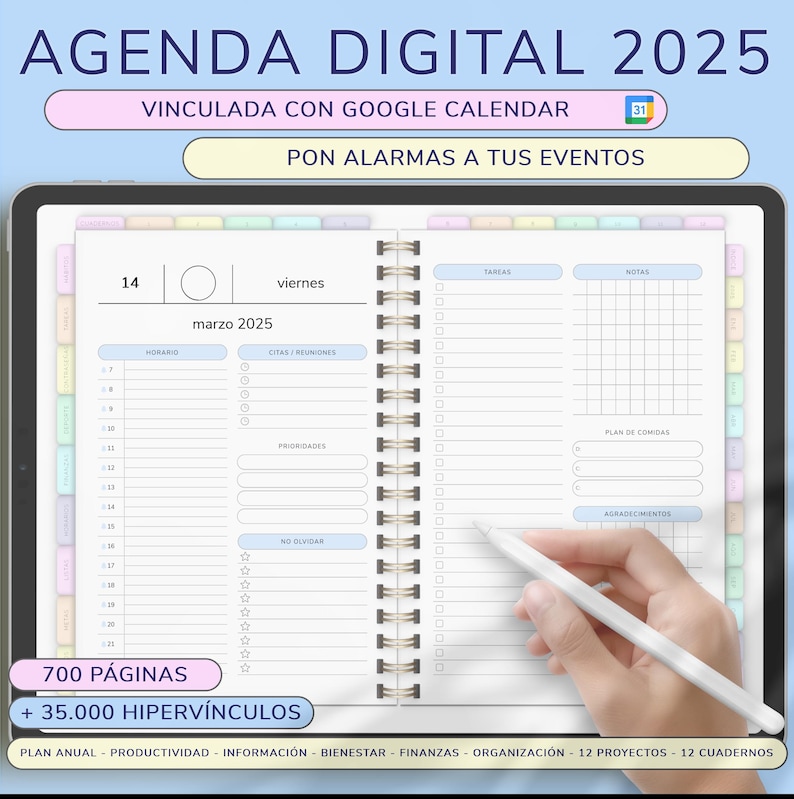 Agenda digital español 2025 con enlaces a Google Calendar. Agenda ...