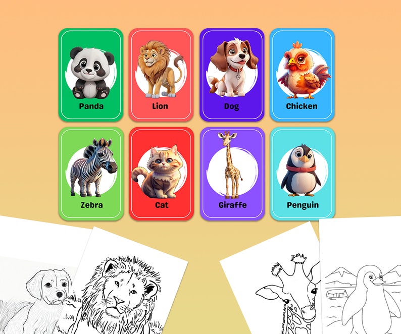 ANIMAL FLASHCARDS Free Coloring Book 8 Animal Flashcards Flashcards PDF ...