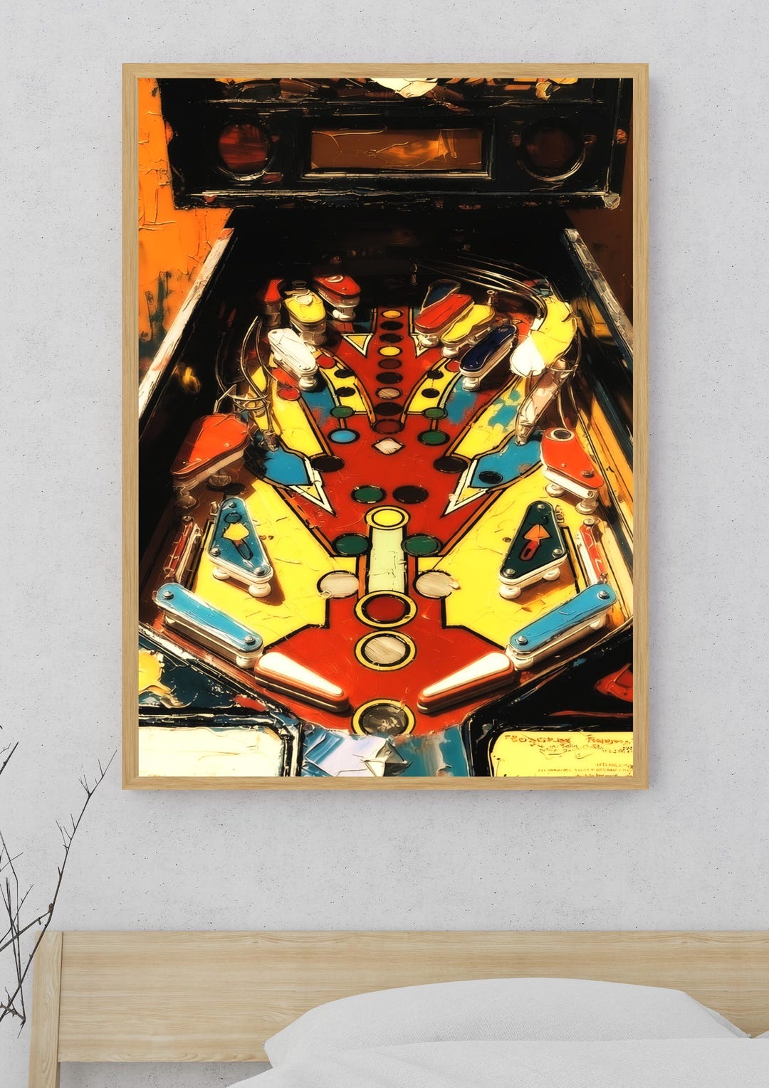 Vintage Pinball Machine Playfield Poster: Retro Arcade Game Room Wall ...