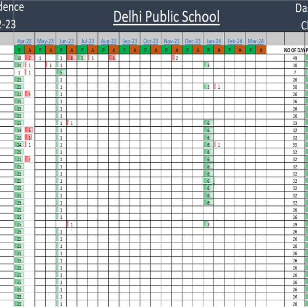 Excel Template for School Yearly Attendance - Etsy