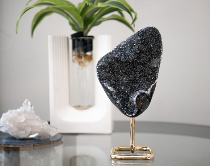 Black Amethyst Crystal on Stand | Stunning Black Amethyst | Elegant ...