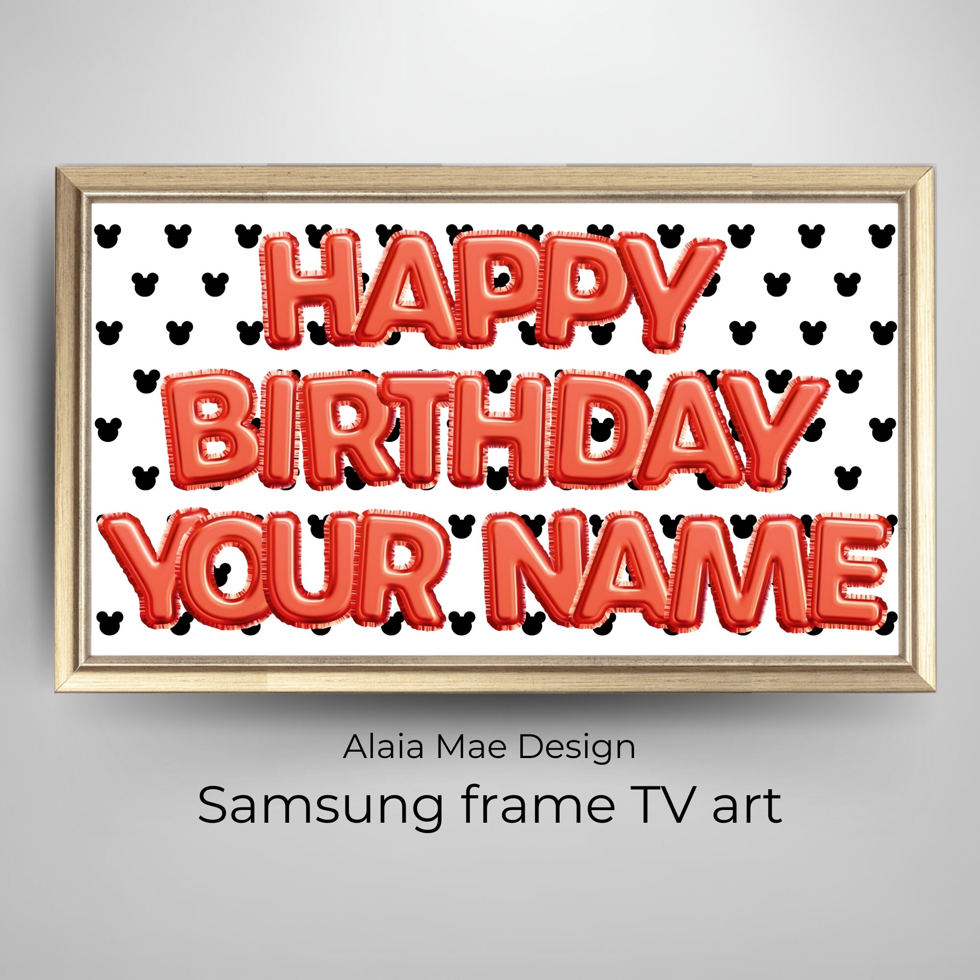 Personalized Samsung Frame TV Art | Happy Birthday TV Frame, Red ...