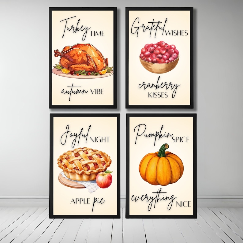 Printable Thanksgiving Decor Set of 4 Thanksgiving Art - Etsy