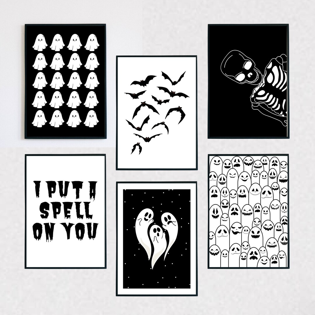 Halloween Set of 6 Printables, Halloween Gallery Wall, Halloween Decor ...