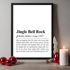 Jingle Bell Rock Definition Poster Printable, Christmas Song Definition ...