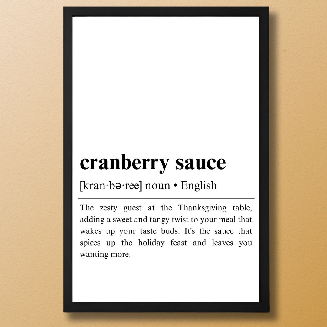 Cranberry Sauce Definition Poster Printable Thanksgiving Definition ...