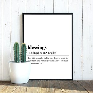 Blessings Definition Poster Printable | Definition Sign Template ...