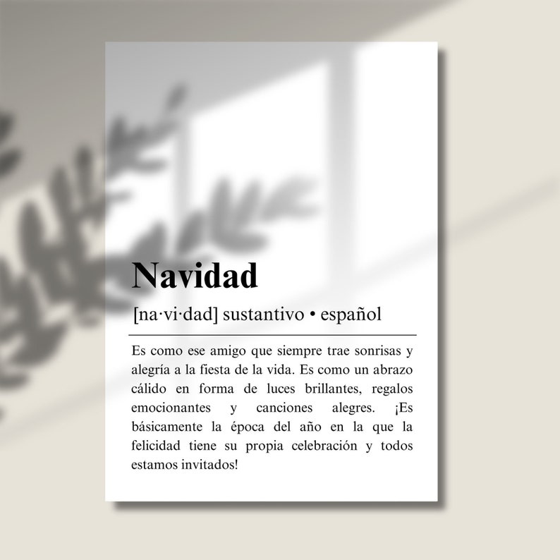 Póster Imprimible Con La Definición De Navidad, Navidad En Español ...
