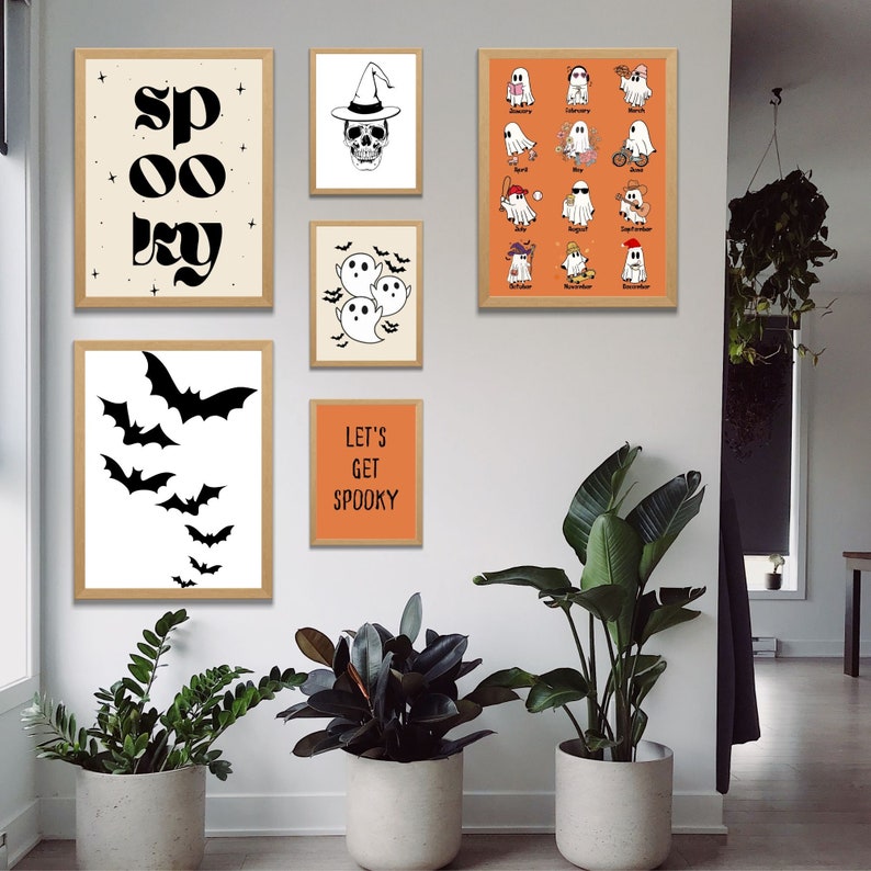 Halloween Set of 6 Printables, Halloween Gallery Wall, Halloween Decor ...