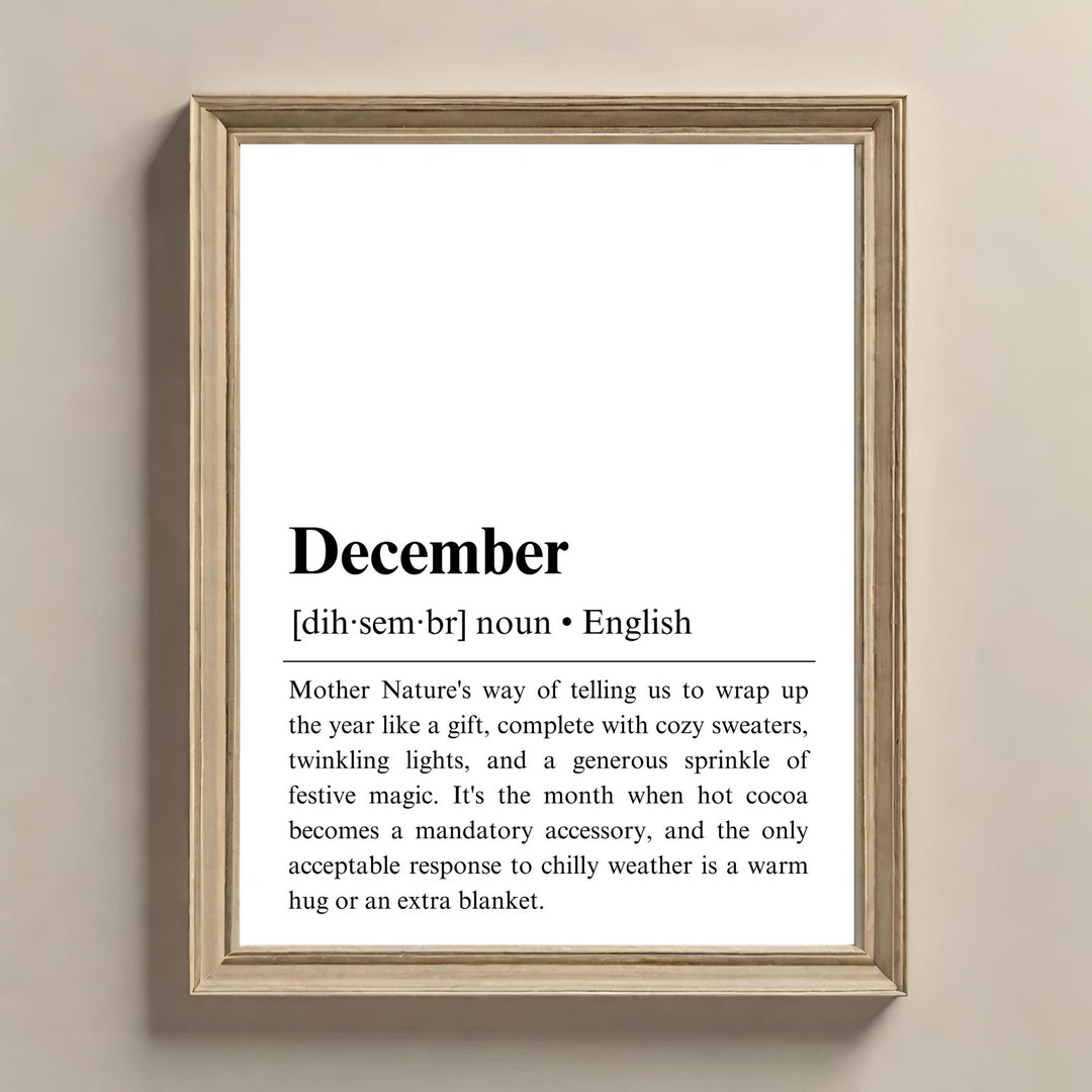 December Definition Poster Printable | Definition Sign Template ...