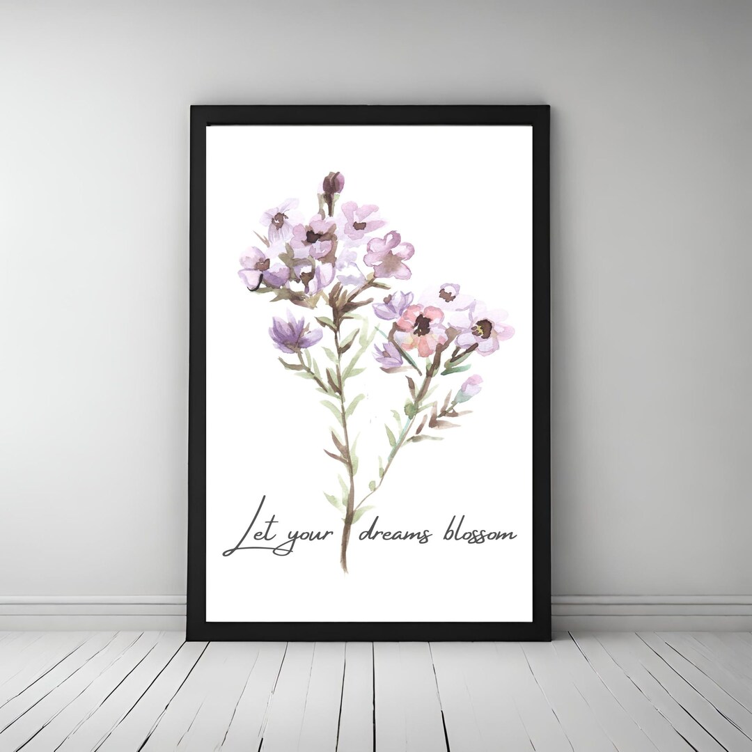 Watercolor Flower & Quote Printable Poster | Instant Download Wall Art ...