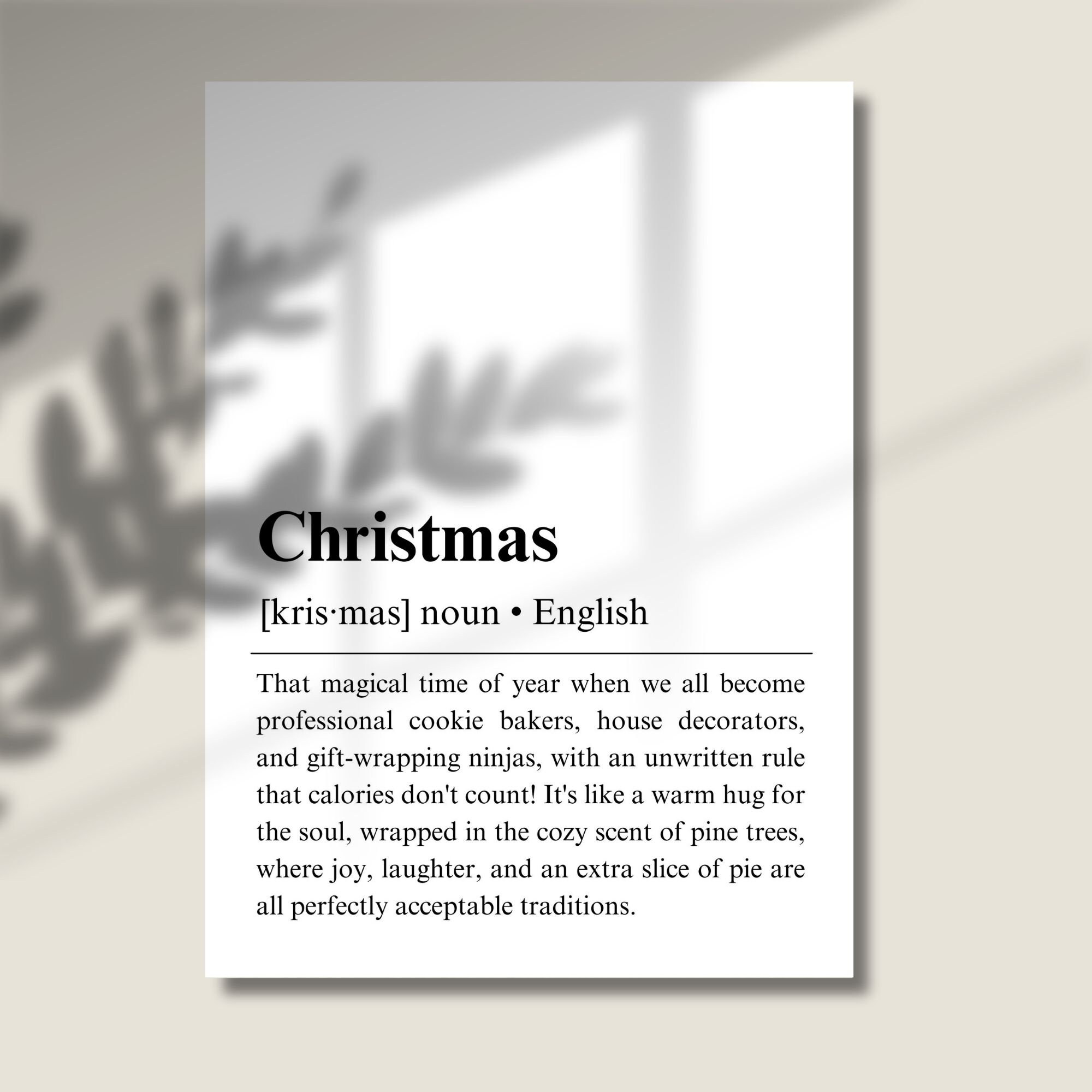 Christmas Definition Poster Printable Definition Sign Template ...