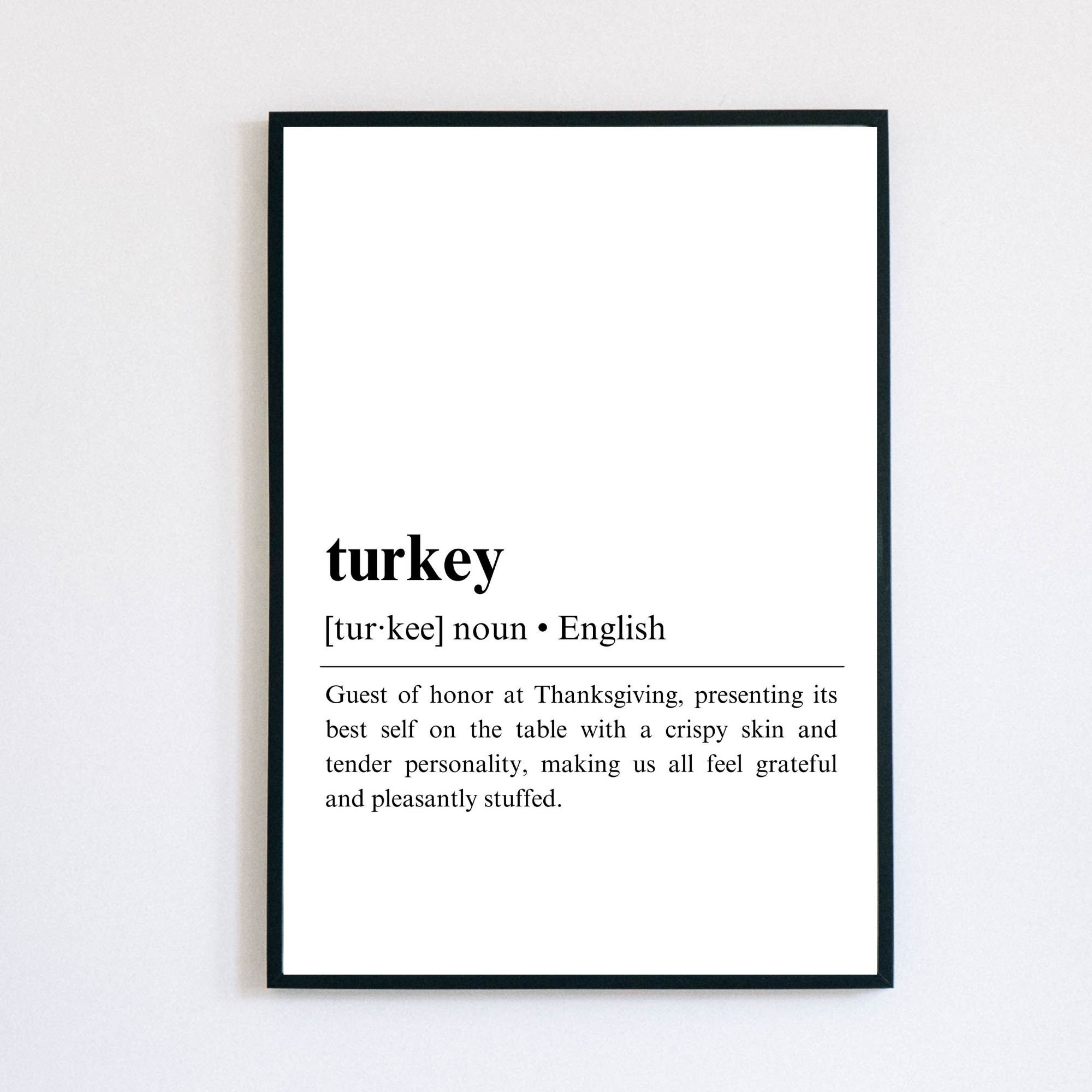 Turkey Definition Poster Printable Thanksgiving Definition - Etsy