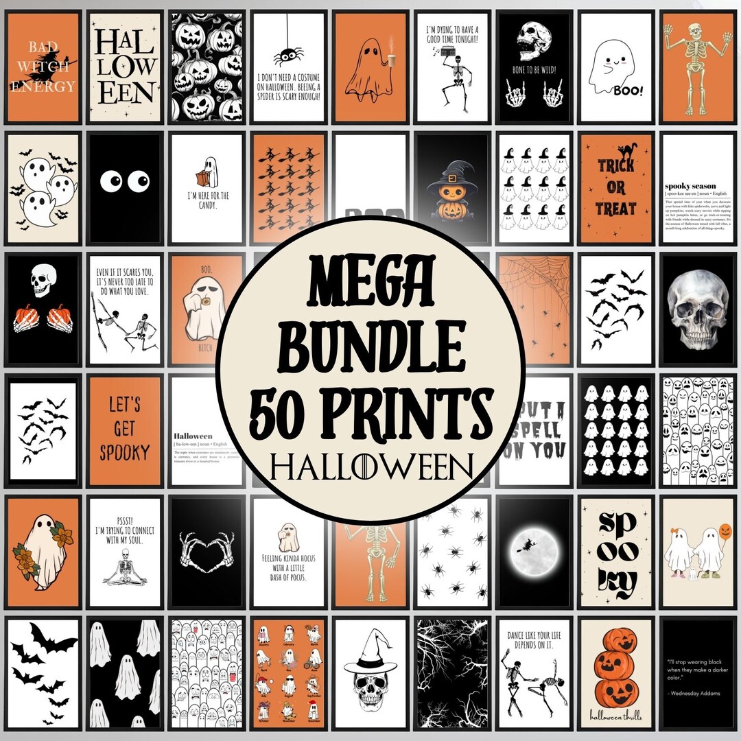 Halloween Mega Bundle Set of 50 Prints, Halloween Gallery Wall ...