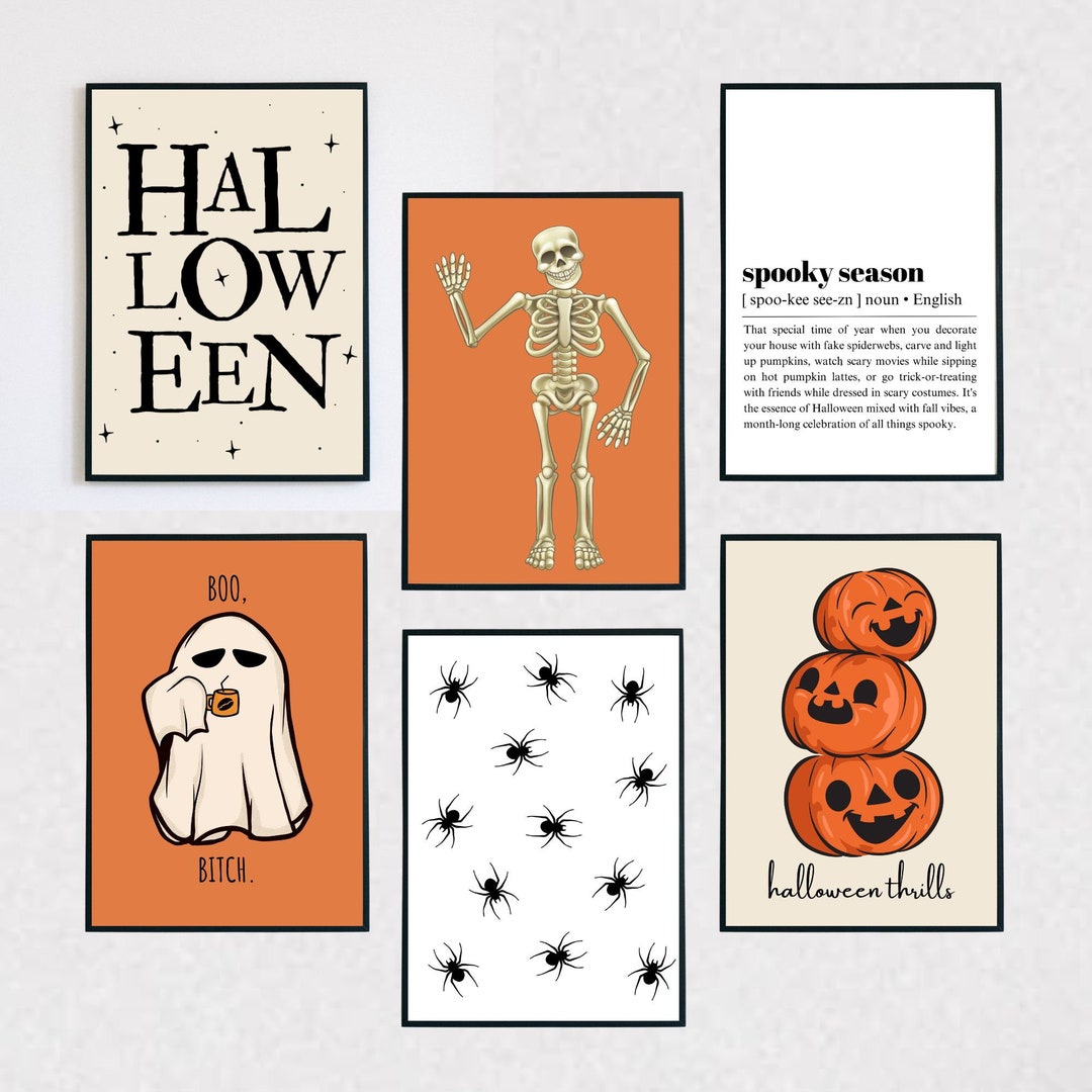Halloween Set of 6 Printables, Halloween Gallery Wall, Halloween Decor ...