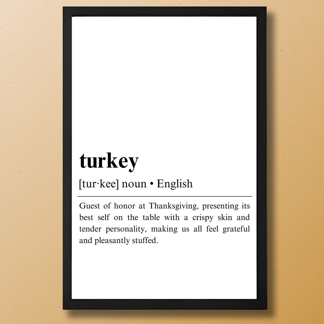Turkey Definition Poster Printable | Thanksgiving Definition Sign ...