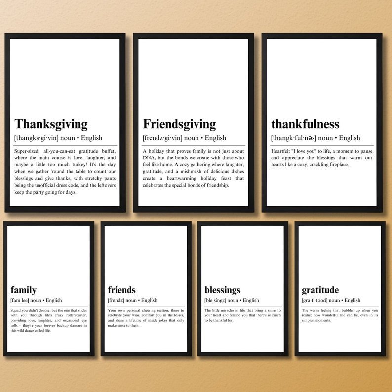 Thanksgiving Set of 7 Definition Posters Printable Definition Sign ...