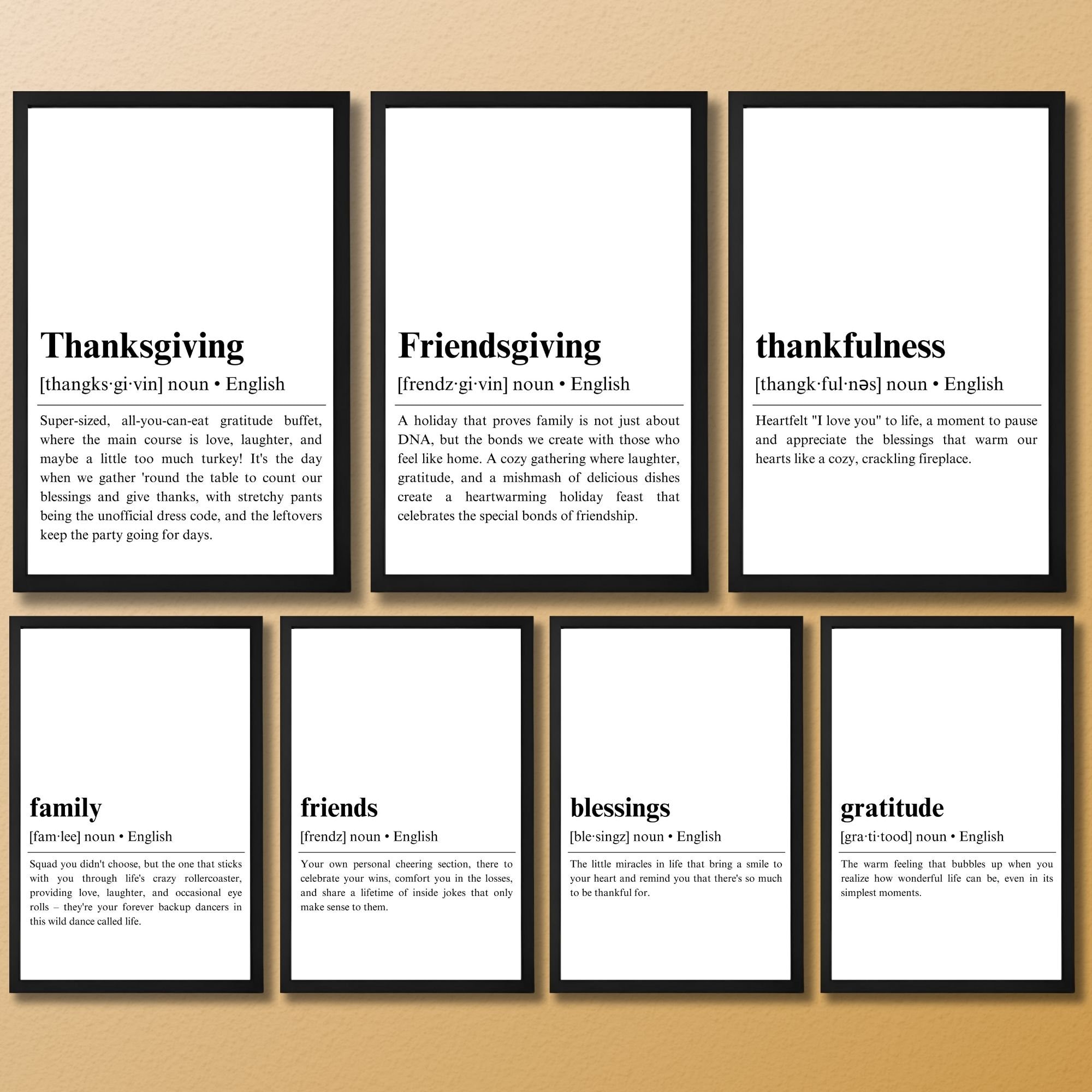 Thanksgiving Set of 7 Definition Posters Printable Definition Sign ...