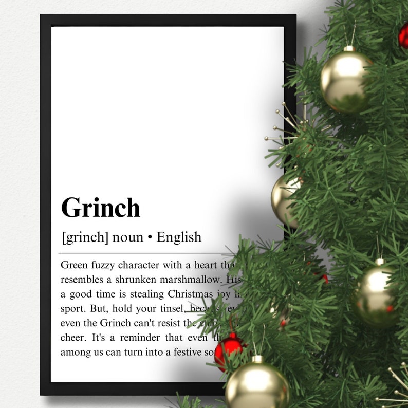 Grinch Definition Poster Printable Set of 2 Print Colors - Etsy UK